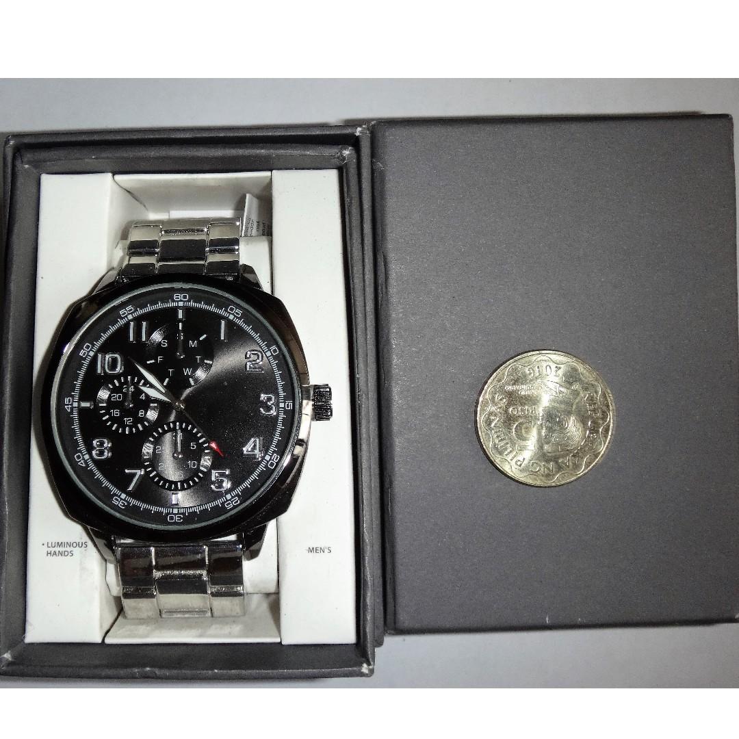 Mossimo Watch Mens Big Face Leather Strap FMDMO131 Steel Strap FMDMO109 ...