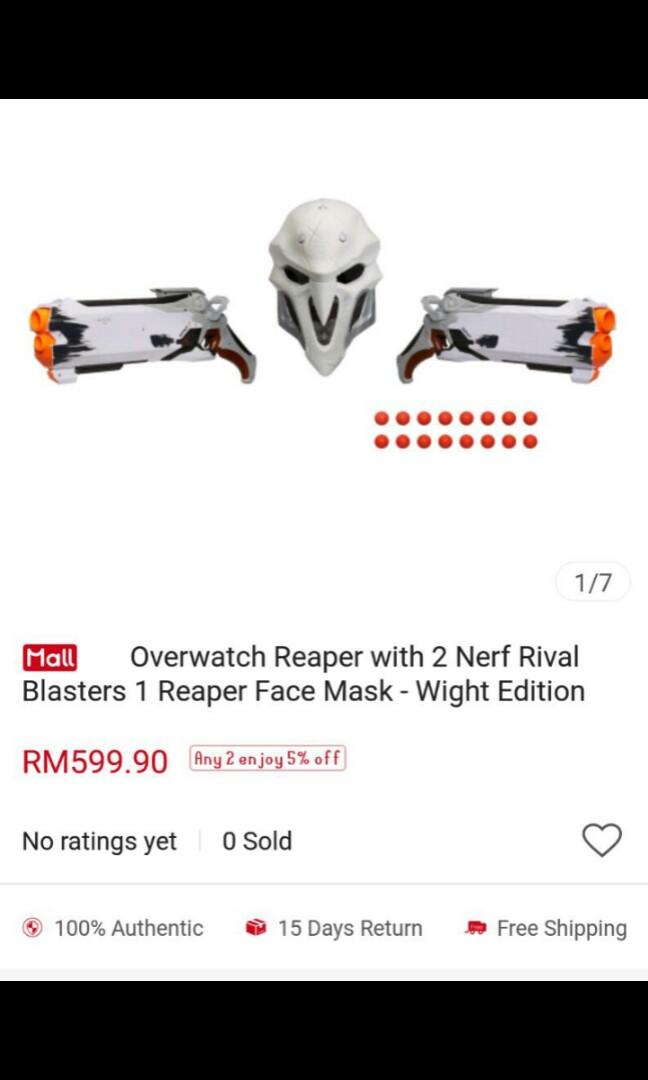 Nerf Rival Overwatch Reaper Wight Edition, Hobbies & Toys, Collectibles ...