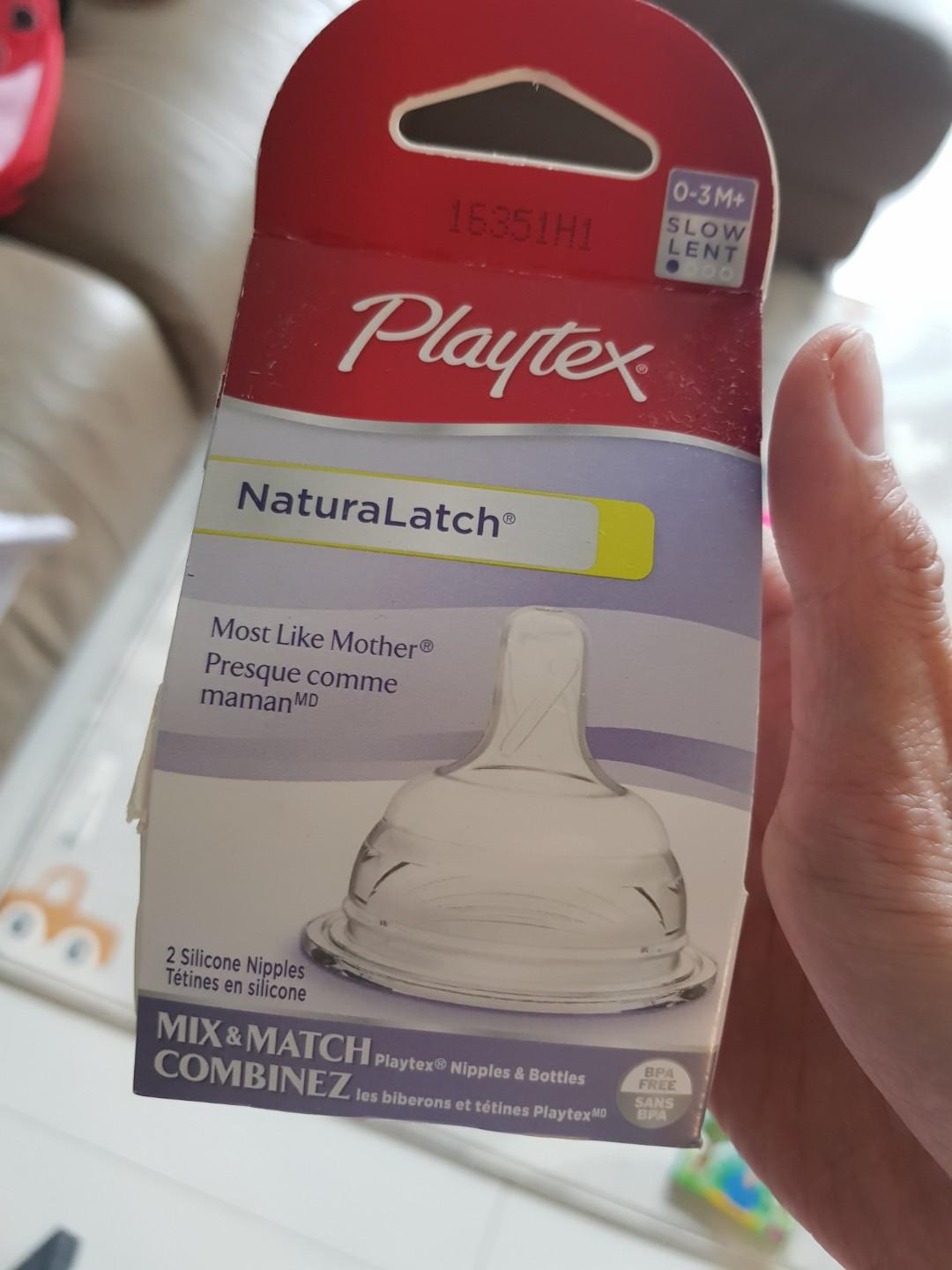 Playtex NaturaLatch nipple 0-3months slow flow, Babies & Kids, Nursing ...
