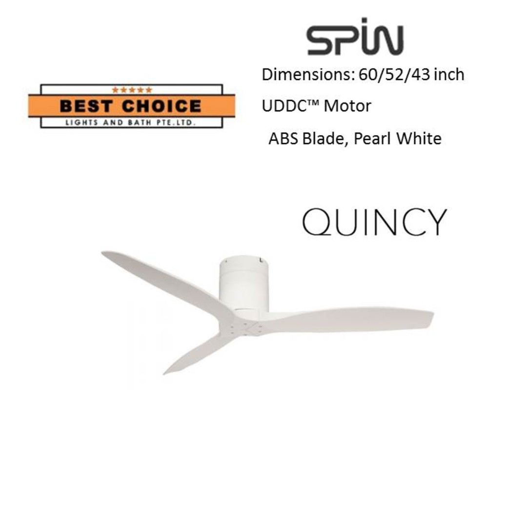 Spin QUINCY 43"/52"/60" ceiling fan, Furniture & Home Living, Lighting ...