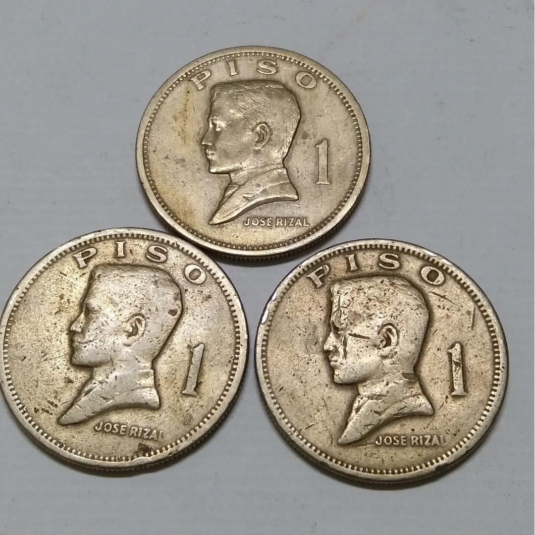 Vintage Philippines Jose Rizal 1 Piso Coin 1972 (3 coins), Hobbies ...