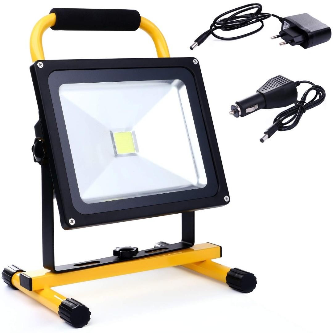 50W LED Work Light Rechargeable Portable Flood Light Battery Powered ...