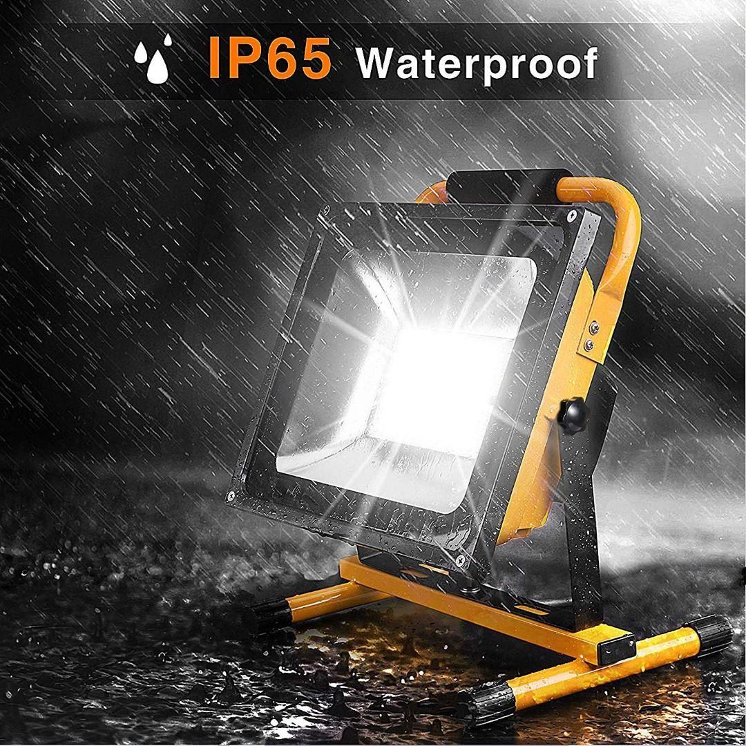 50W LED Work Light Rechargeable Portable Flood Light Battery Powered Flood Light for Outdoor ...