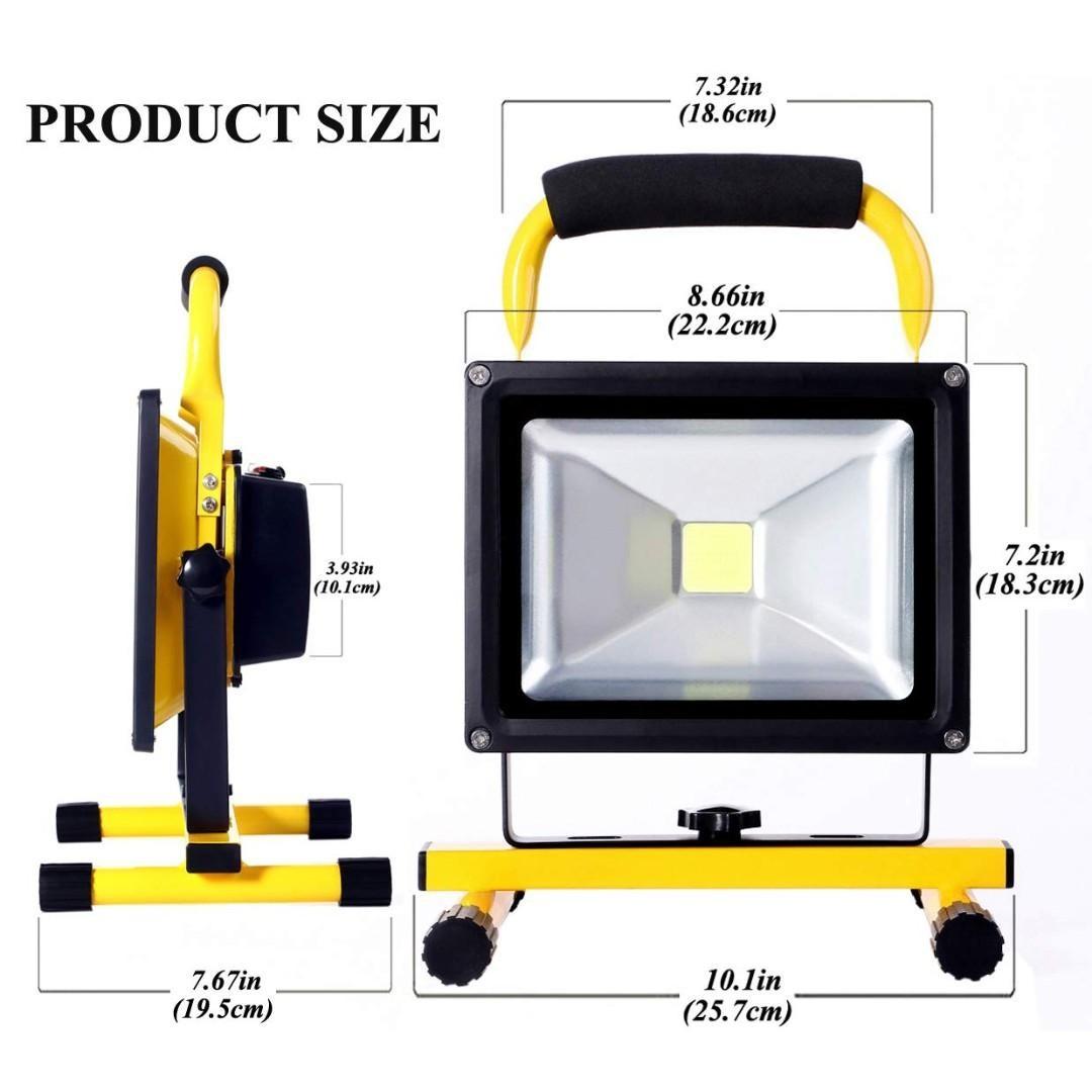 50W LED Work Light Rechargeable Portable Flood Light Battery Powered ...