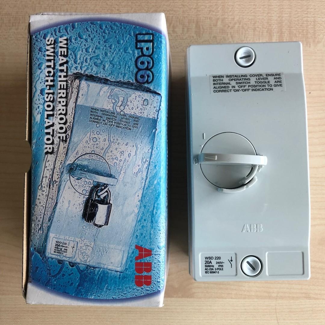 ABB Weatherproof 20A Switch Isolator, 2-pole 240V - WSD220, Audio ...