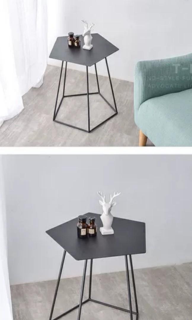 Brand New Metallic Polygon-shapes Side Table, Furniture & Home Living ...