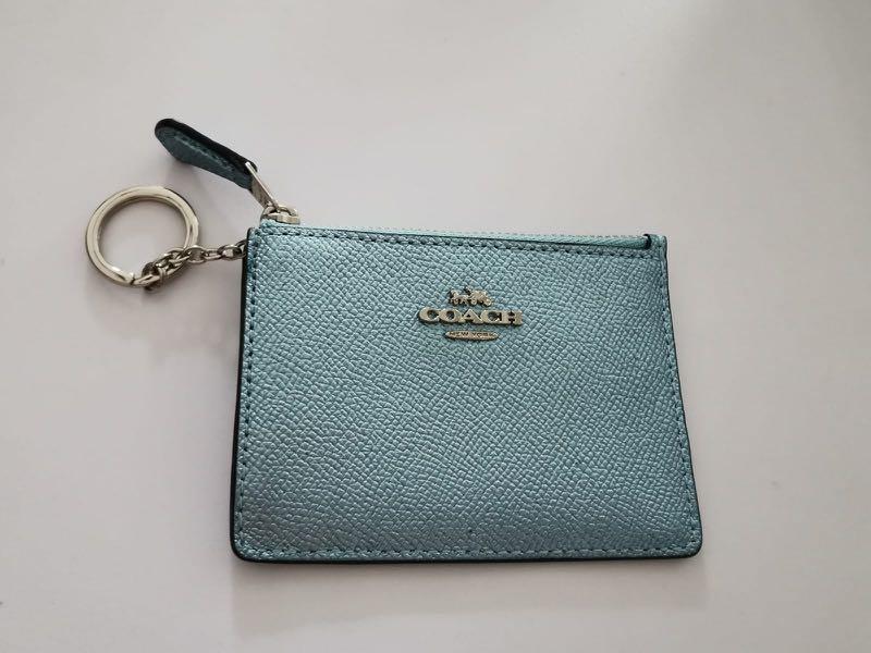 Coach Mini Skinny ID Case (Blue Metallic), Women's Fashion, Bags ...
