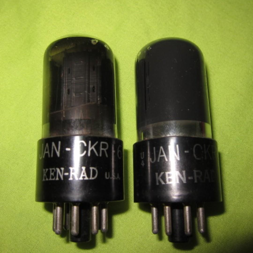 kenrad vt231 6sn7gt black glass U.S military 1940's new old stock(nos) strong pair tubes, guitar ...