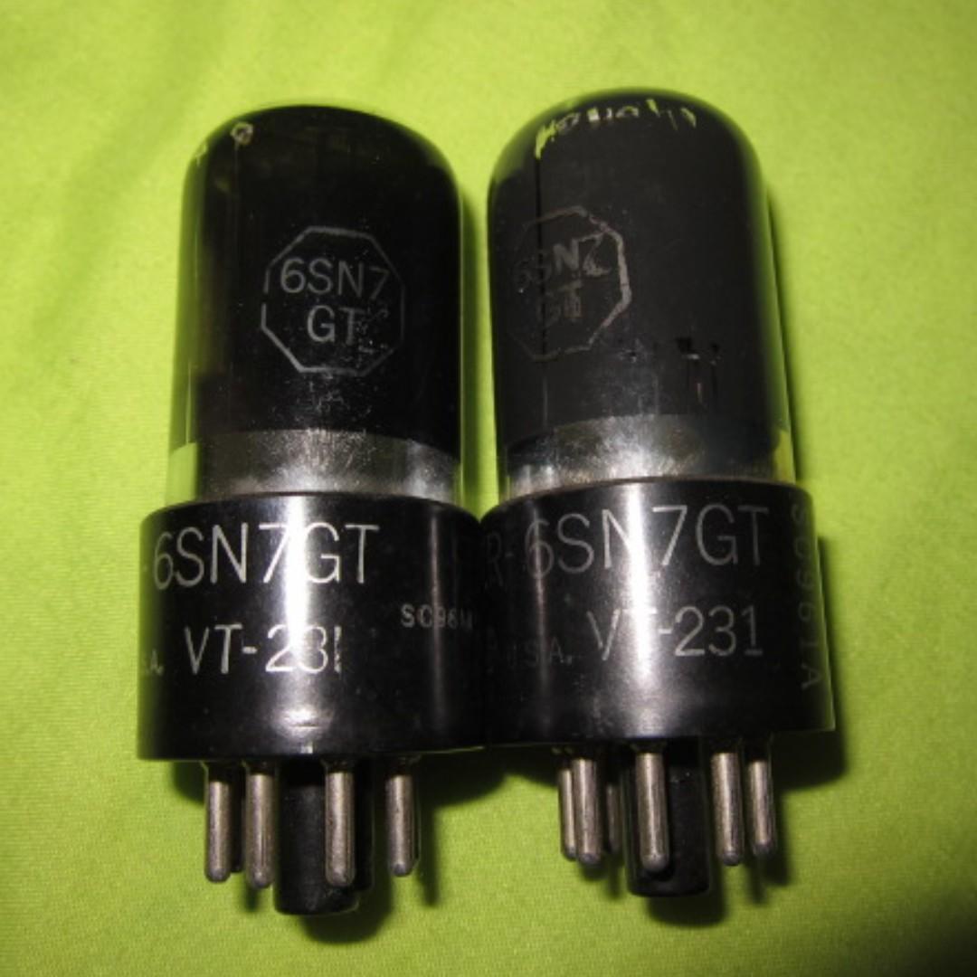 kenrad vt231 6sn7gt black glass U.S military 1940's new old stock(nos) strong pair tubes, guitar ...