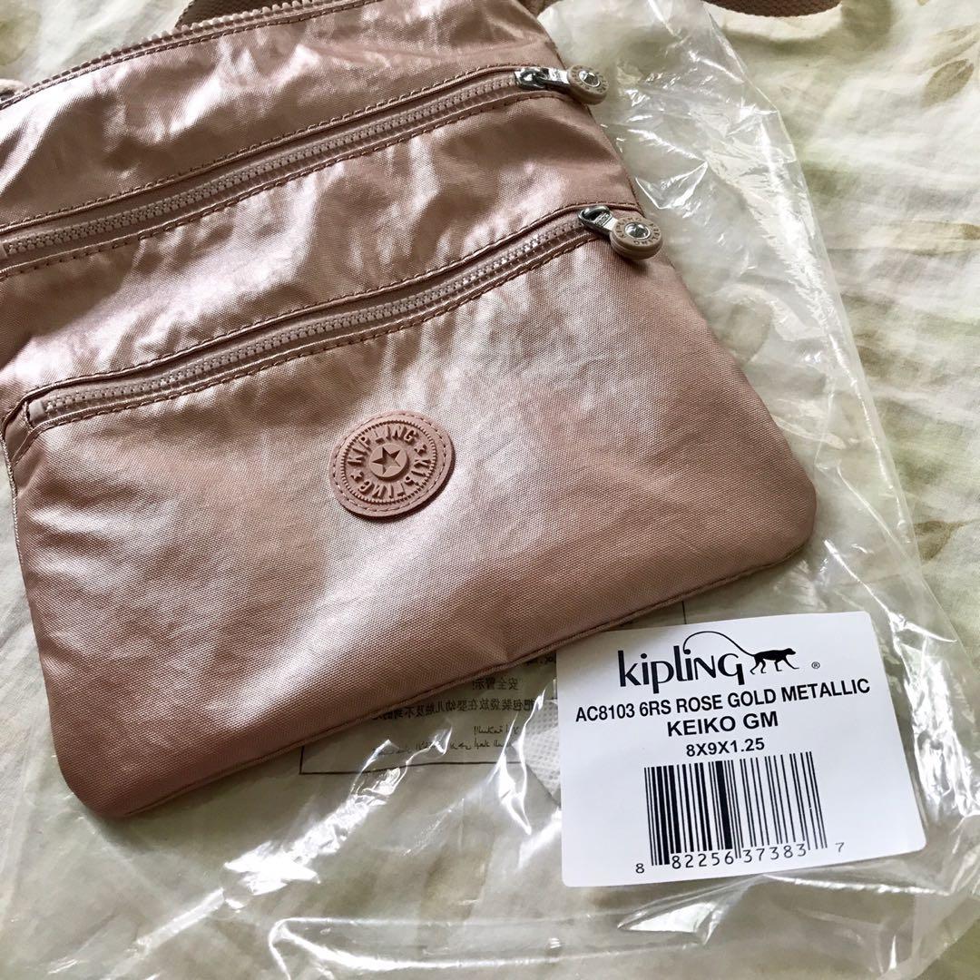 Kipling Rose Gold Metallic bag, Women's Fashion, Bags & Wallets, Cross ...