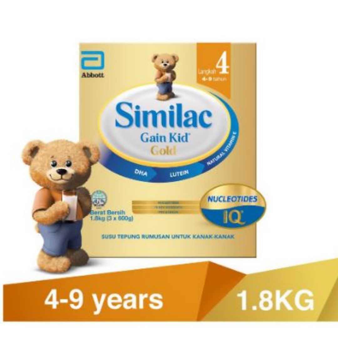 Similac Gain Kid Gold BIB (1.8kg / 600g x 3 packets) x 3 boxes, Babies ...