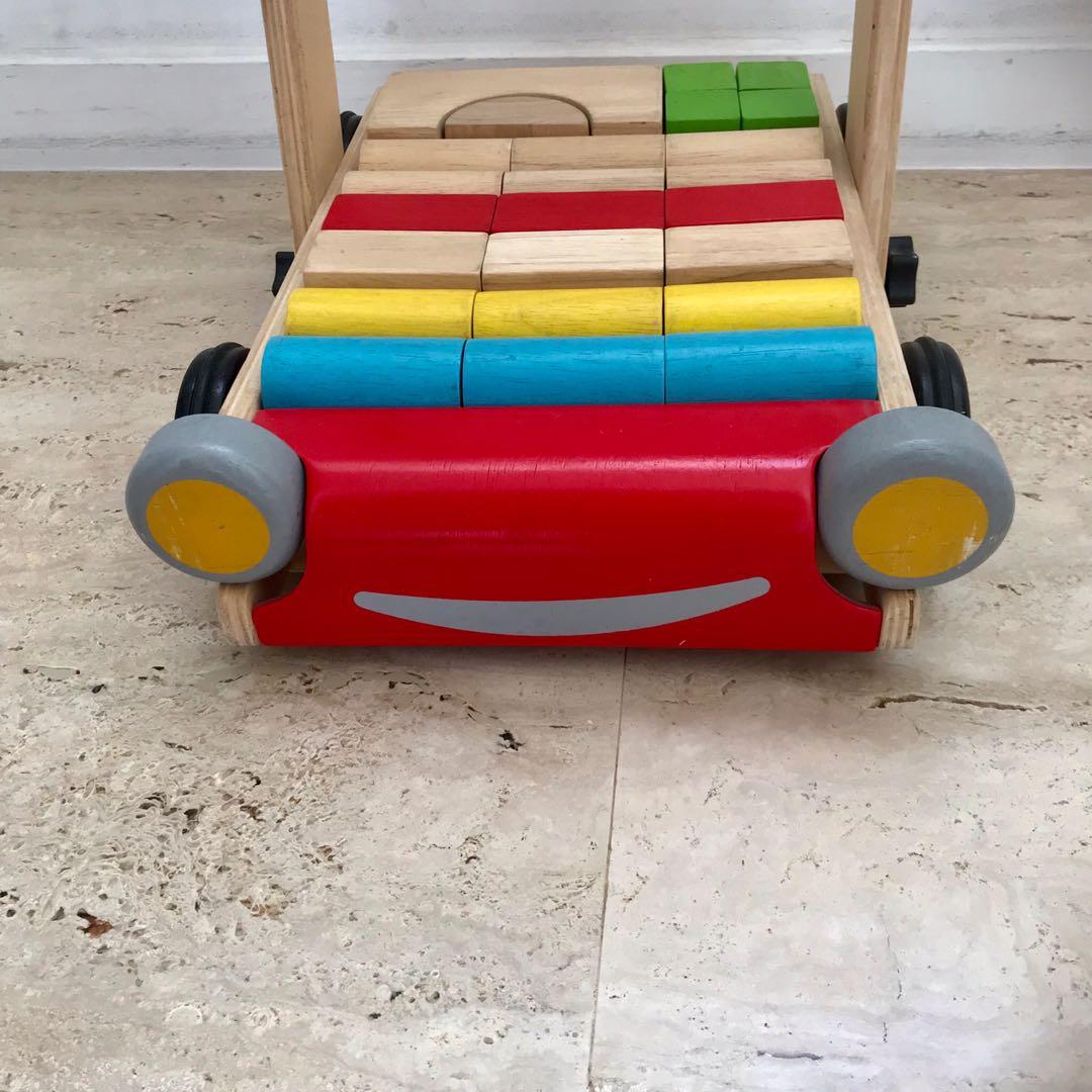 Walker with wood blocks, Babies & Kids, Infant Playtime on Carousell