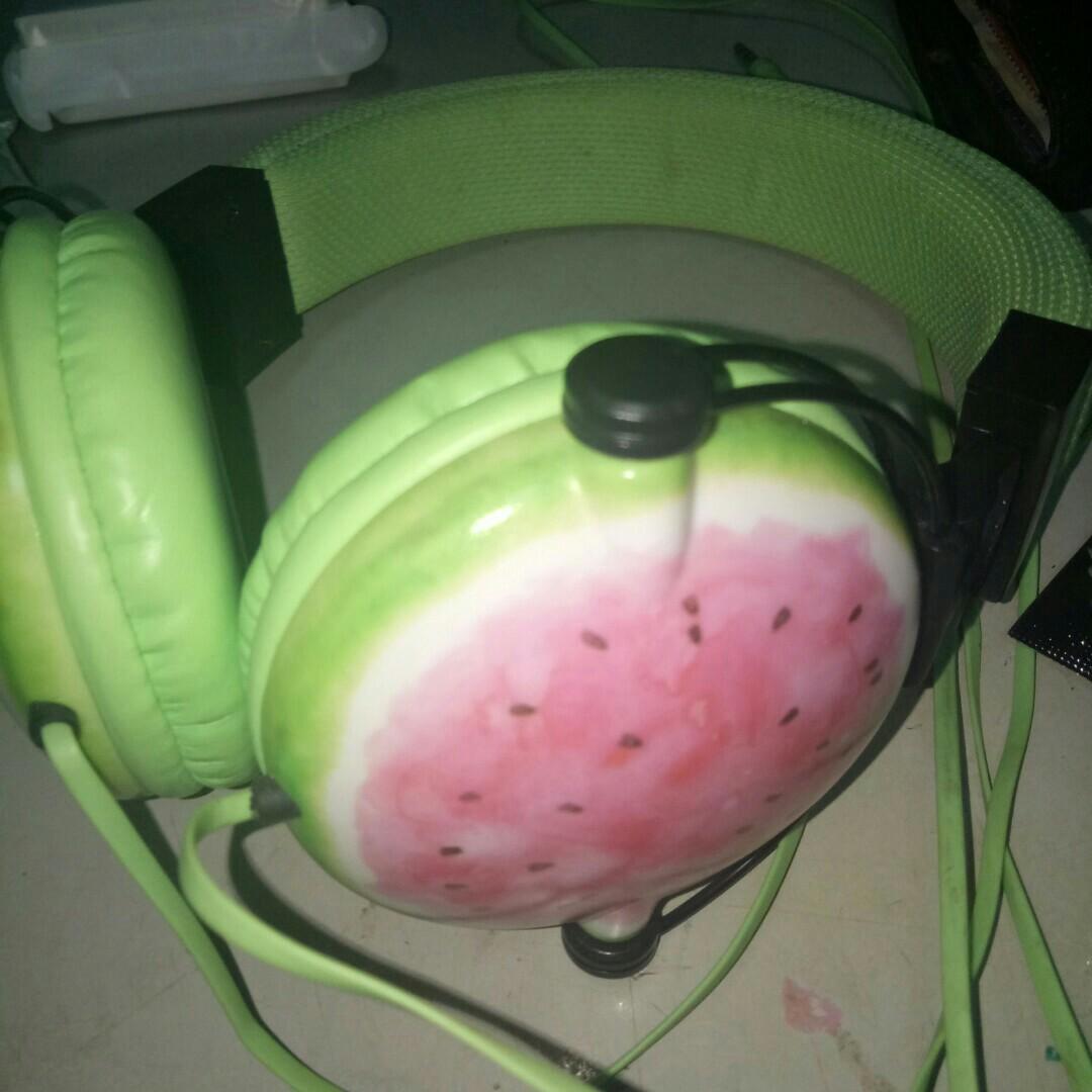 watermelon design typo headphone, Audio, Headphones & Headsets on Carousell