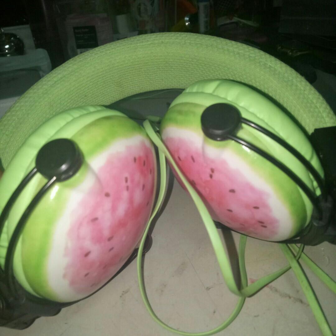 watermelon design typo headphone, Audio, Headphones & Headsets on Carousell