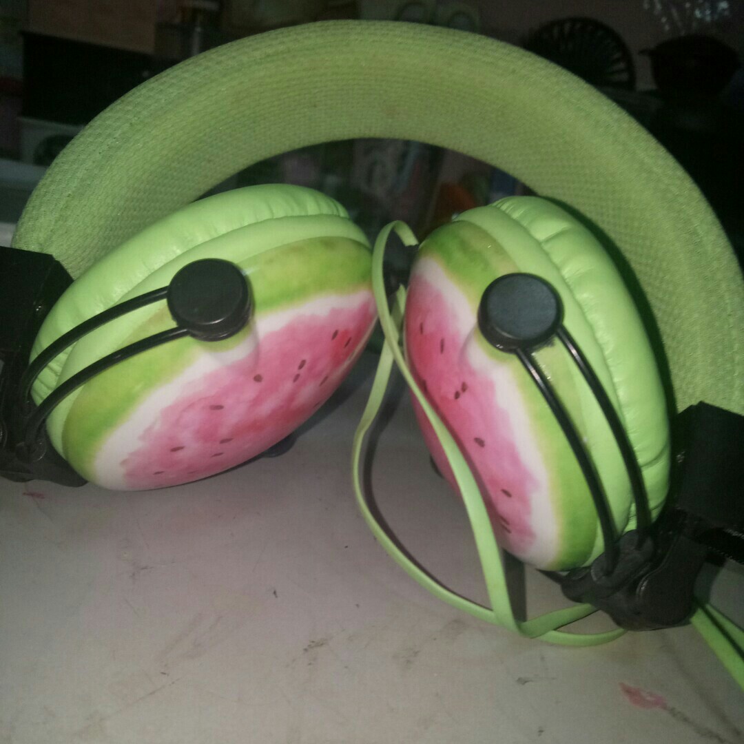 watermelon design typo headphone, Audio, Headphones & Headsets on Carousell