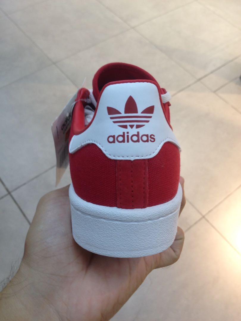 Adidas Campus Red White Shoes, Men's Fashion, Footwear, Sneakers on ...