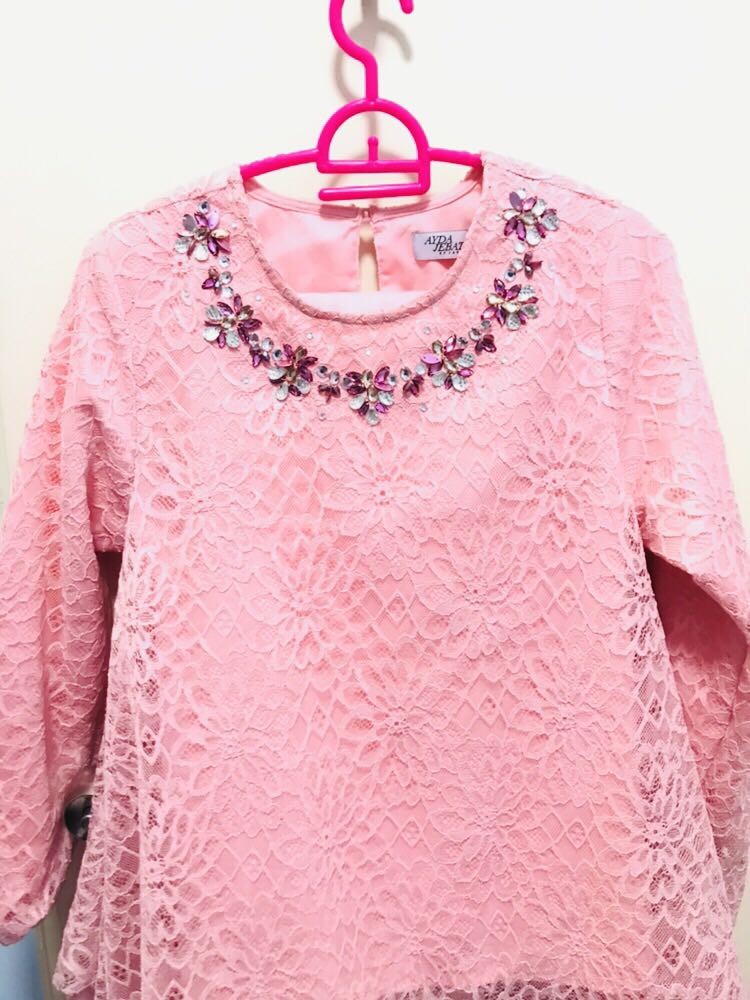 Baju kurung lace nikah, Women's Fashion, Tops, Blouses on Carousell