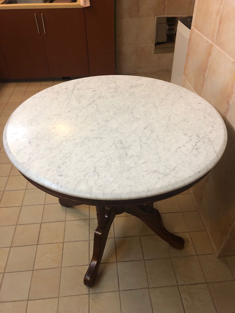 Kopitiam Marble Table, Furniture & Home Living, Furniture, Tables ...