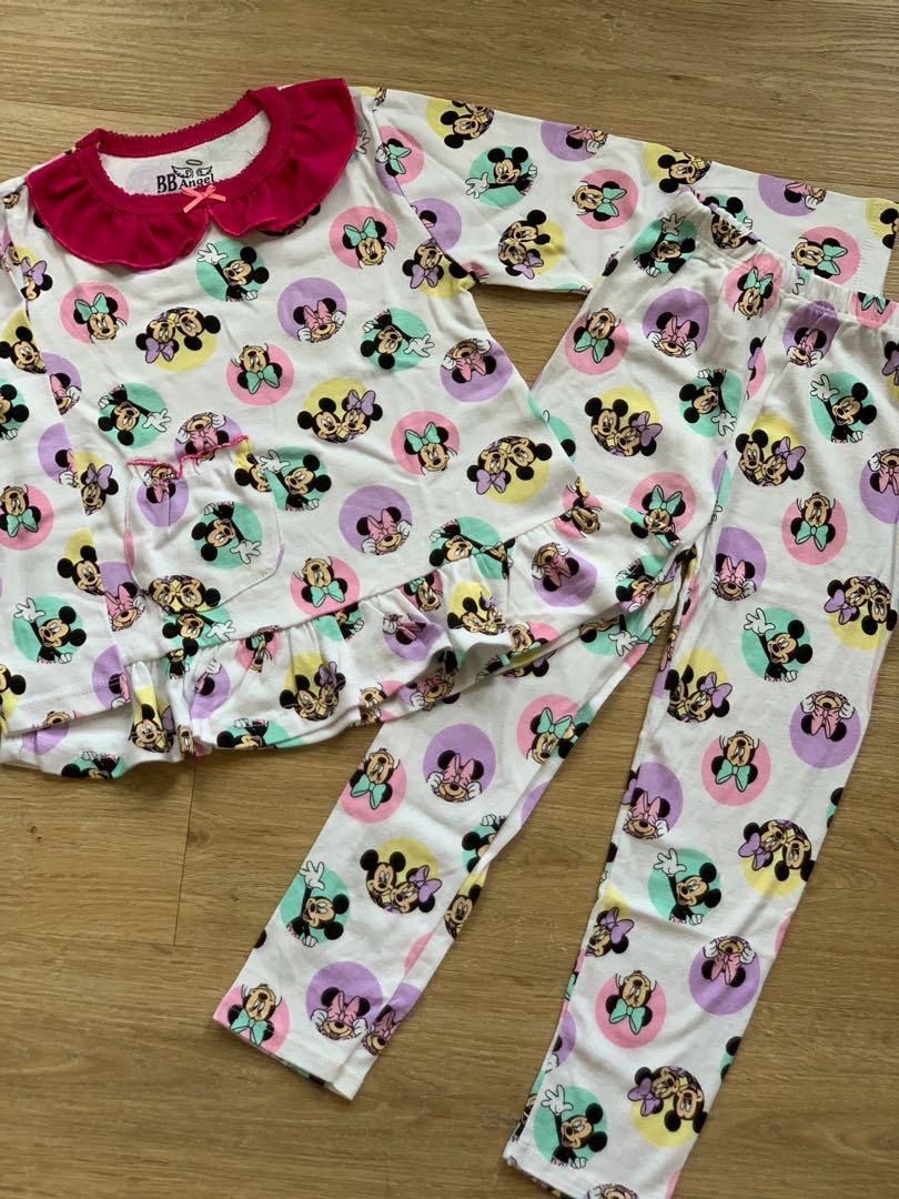 Mickey & Minnie PJ Set, Babies & Kids, Babies & Kids Fashion on Carousell