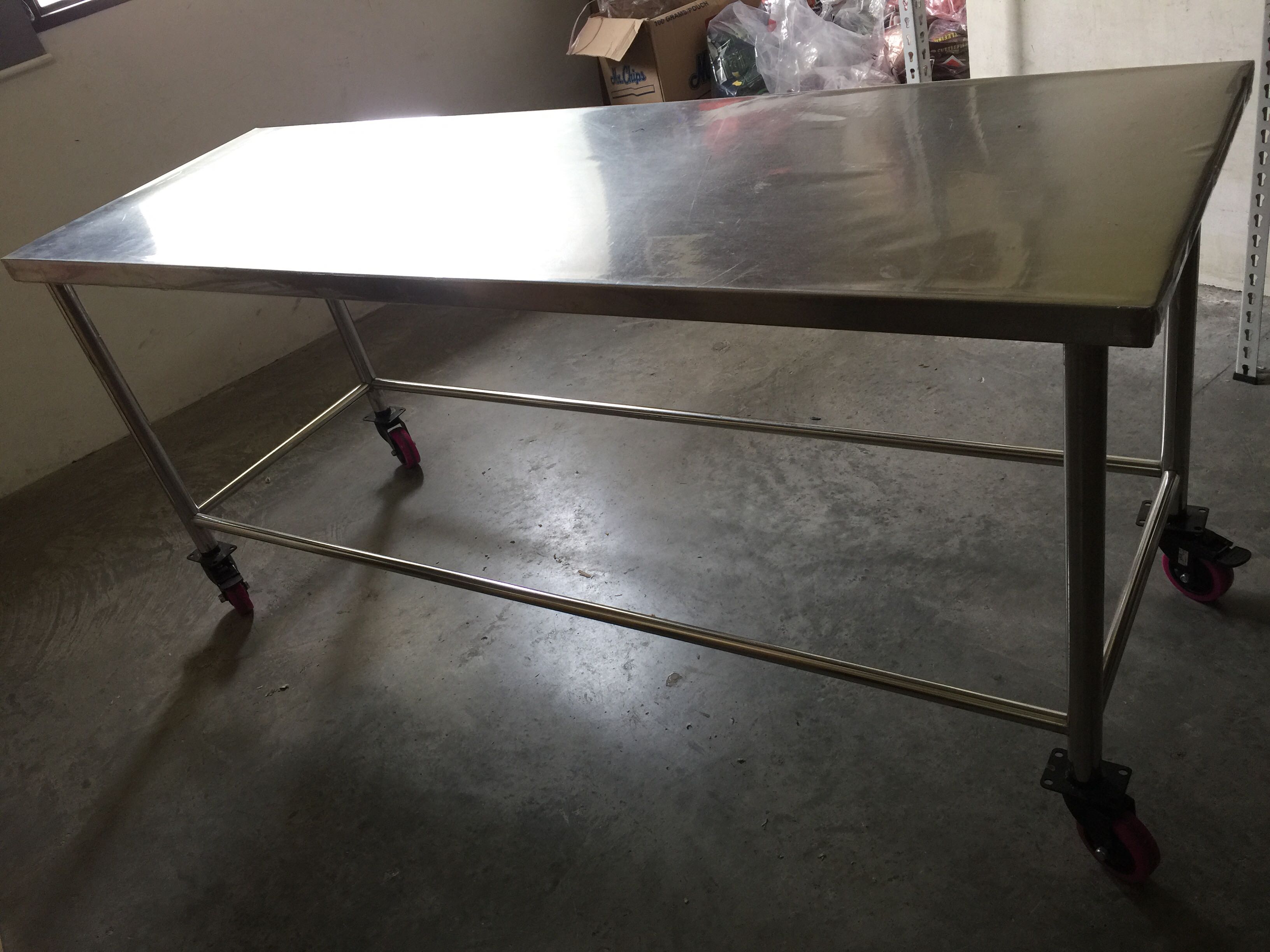 Stainless steel table with roller wheel, Furniture & Home Living ...