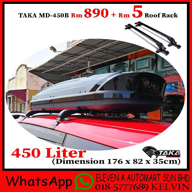 Taka Roofbox MD-450B Slim Glossy Roof box With Roof Rack, Auto ...