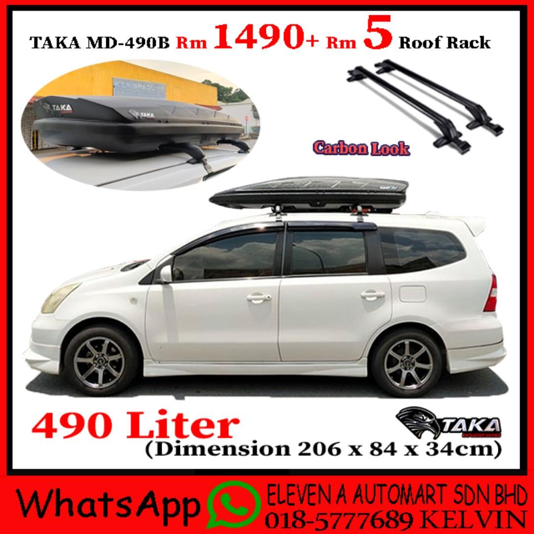 Taka Roofbox TK-490B Carbon Look Slim Design Roof box With Roof Rack ...