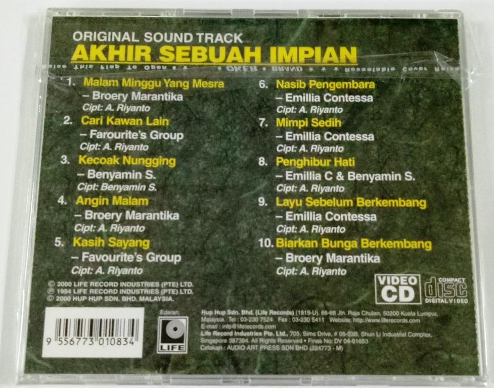Akhir Sebuah Impian Original Soundtrack VCD Karaoke Broery Marantika Favourite's Group Emillia ...
