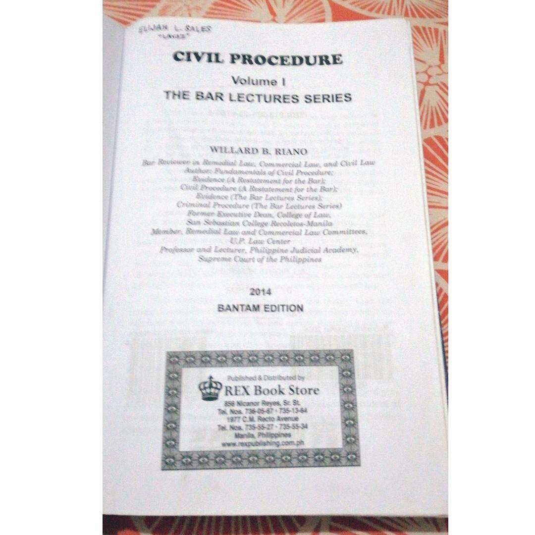 Civil Procedure Volume 1 2014 Willard Riano Remedial Law, Hobbies ...