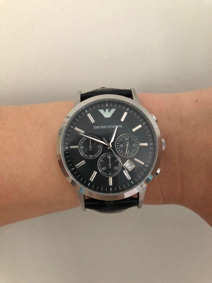 Emporio Armani watch AR2447 Classic Chronograph Black Dial Mens Watch ...