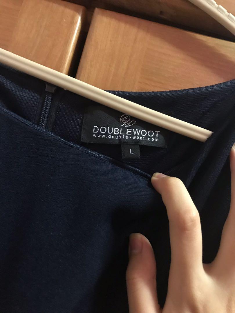 FREE POSTAGE Doublewoot Tulip Peplum navy royal blue ribbon belt work ...