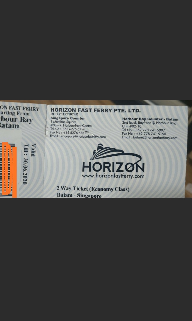 Horizon fast ferry Batam Singapore, Tickets & Vouchers, Local ...