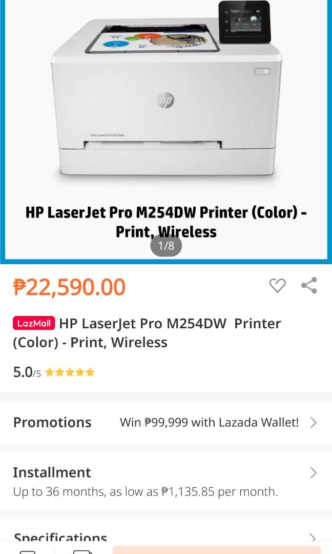 HP Color LaserJet Pro M254DW wireless, Computers & Tech, Printers ...