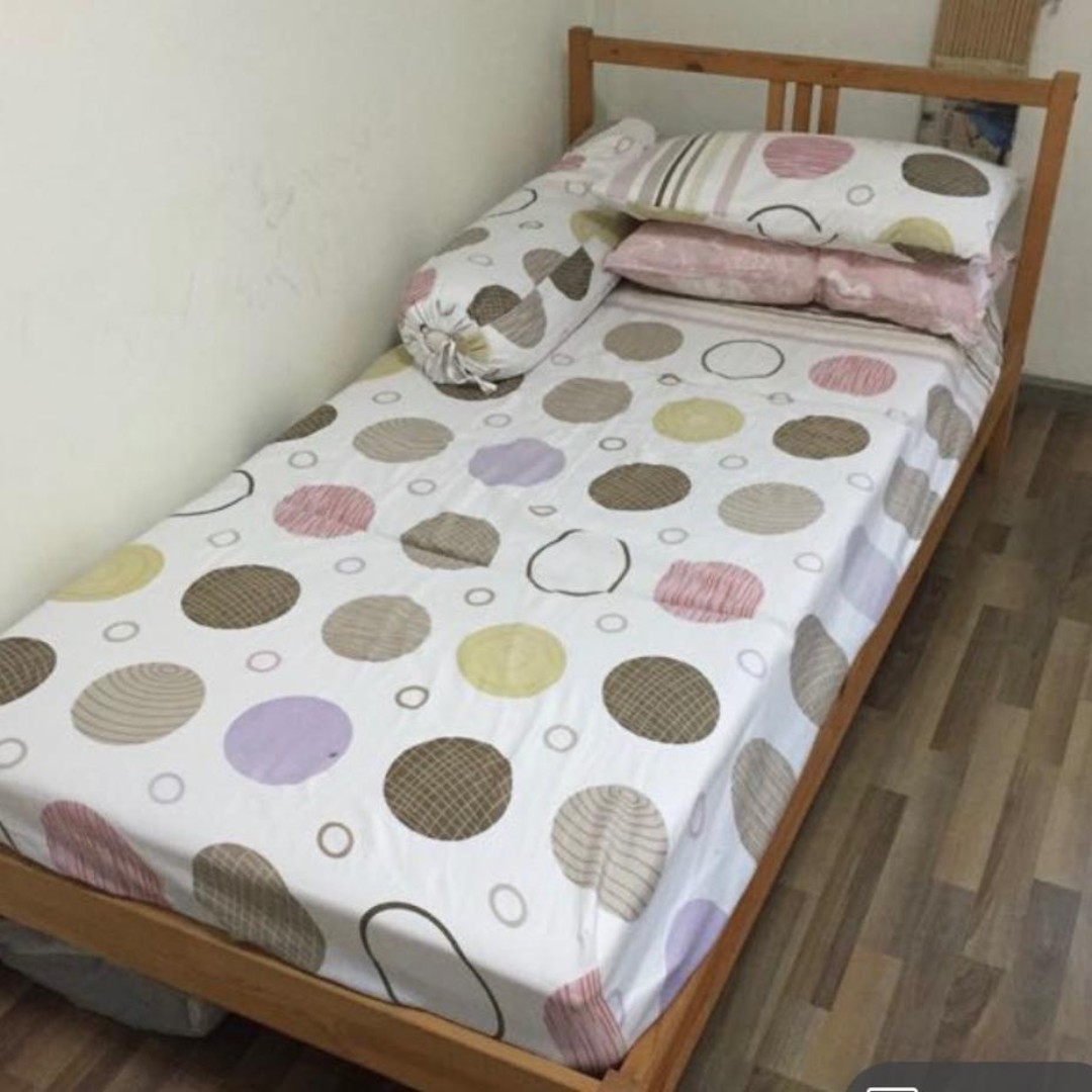 IKEA Single Bed Frame + Mattress, Furniture & Home Living, Furniture ...