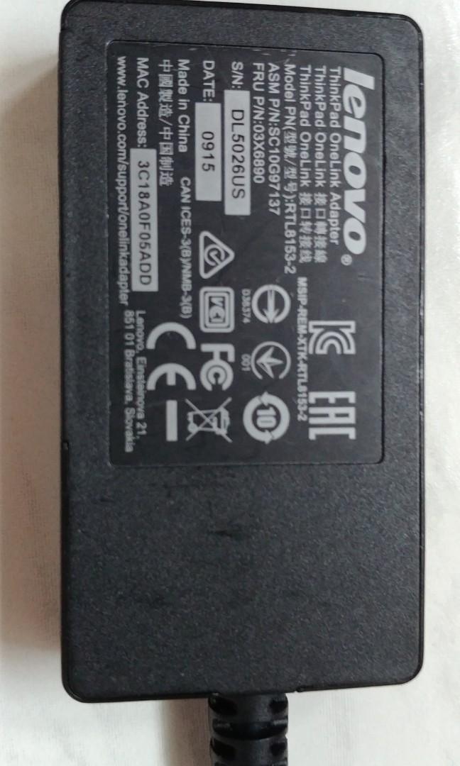 Lenovo OneLink Adapter - Ethernet (RJ45) and VGA converter for ThinkPad ...