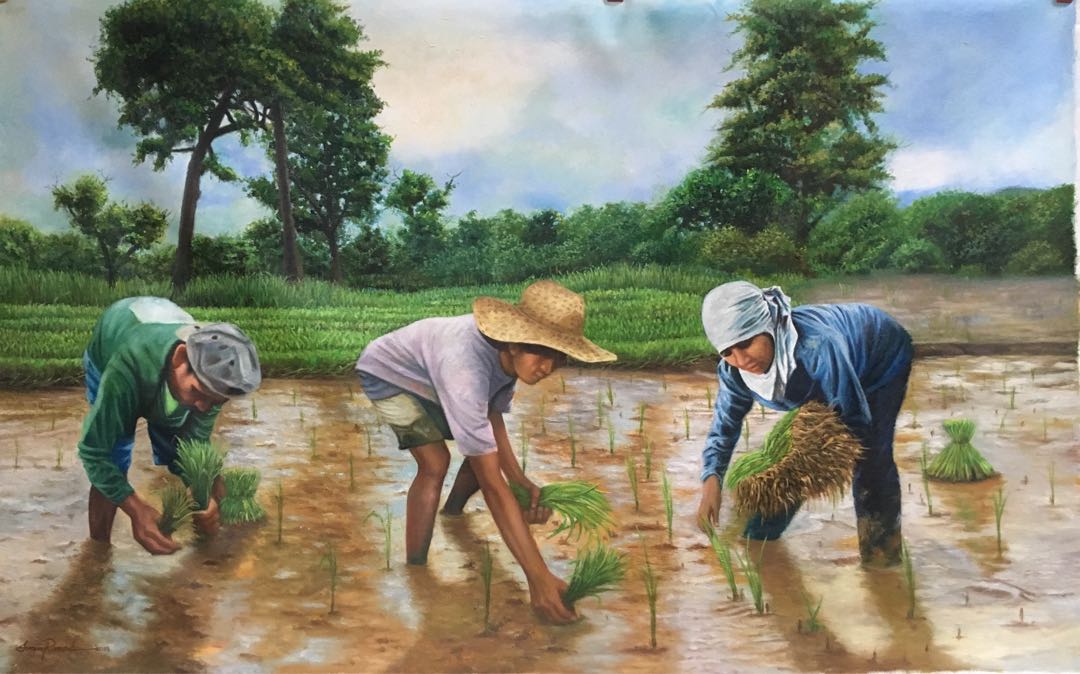 Planting rice Ivan A Ramos painting, Hobbies & Toys, Stationary & Craft ...