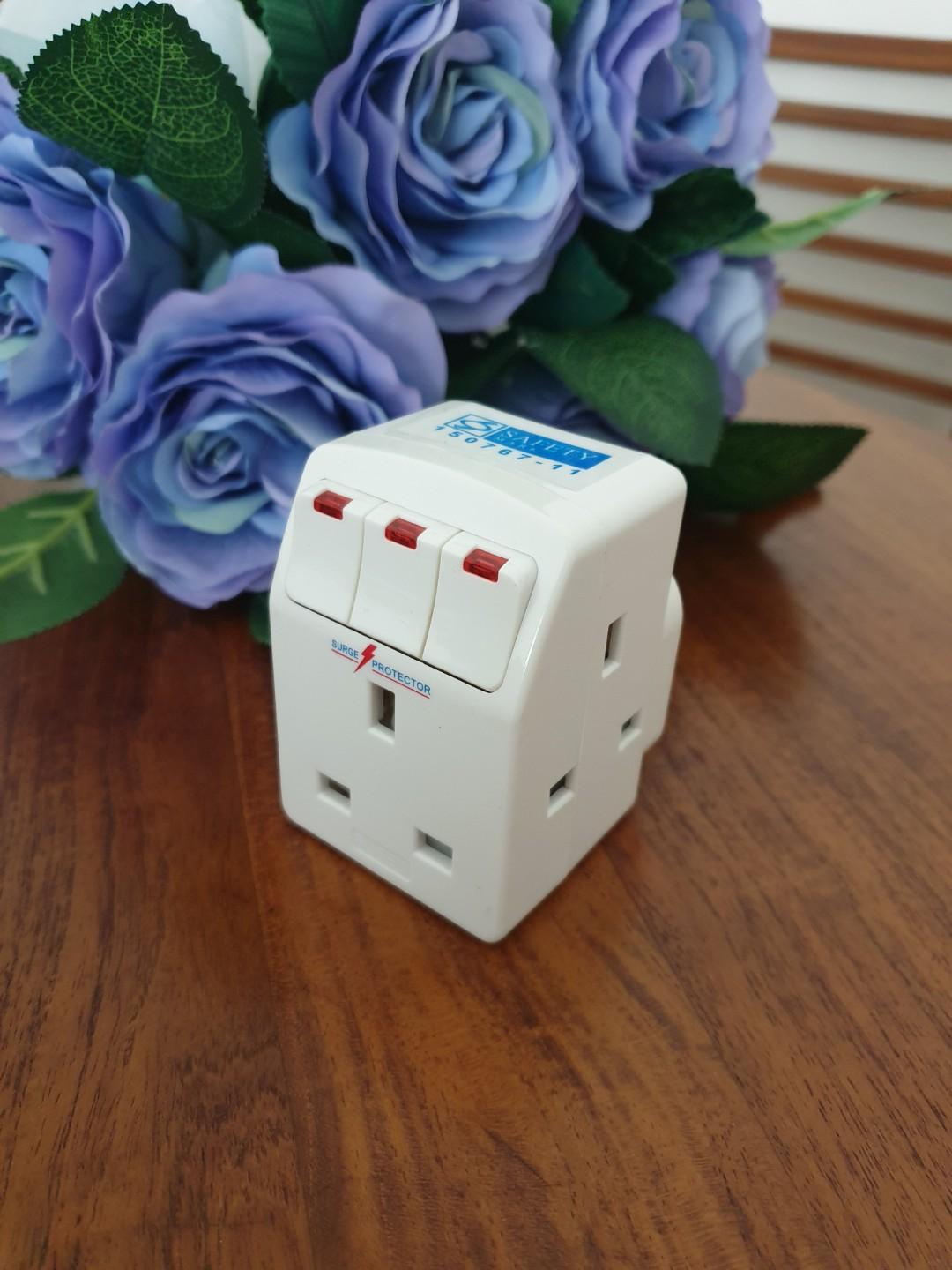 Power adaptor 3-way surge protector, TV & Home Appliances, Electrical ...