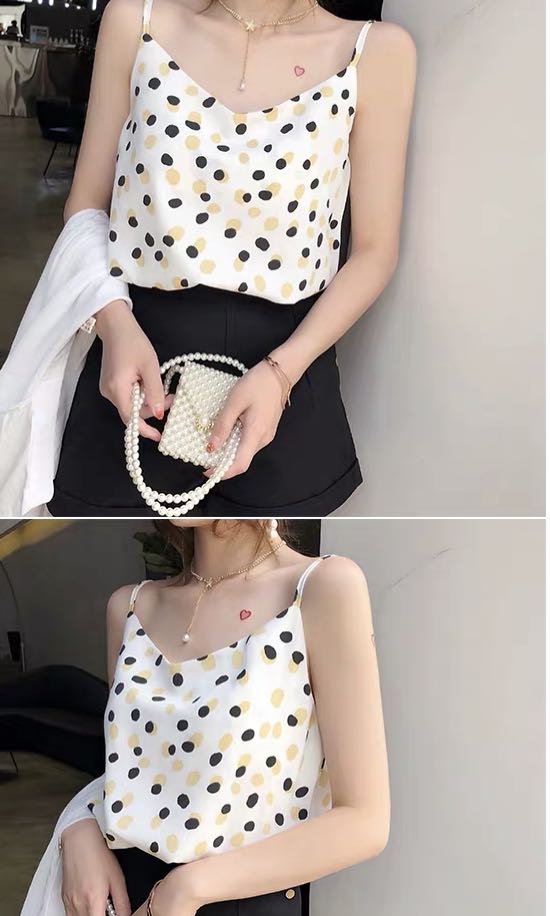 Printed spaghetti top, Women's Fashion, Tops, Sleeveless on Carousell