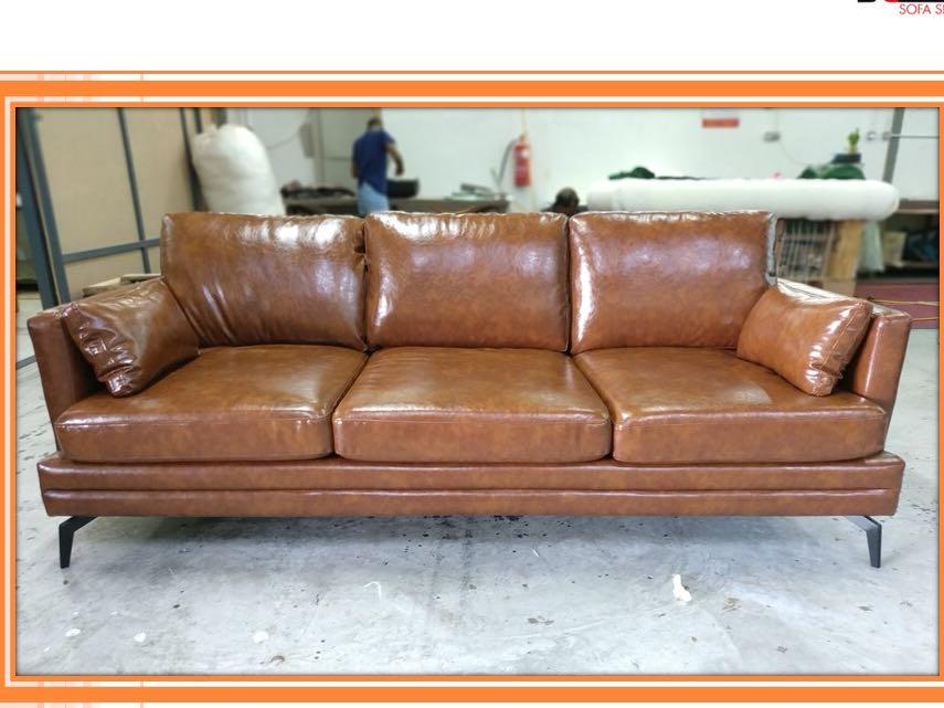 Vintage tan leather sofa, Furniture & Home Living, Furniture, Sofas on ...