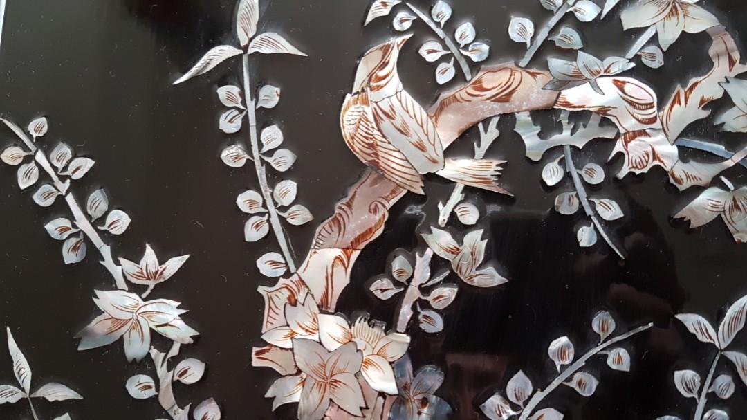 Wall Mount Artwork Chinese Painting Theme using Clam Shells on Wood ...