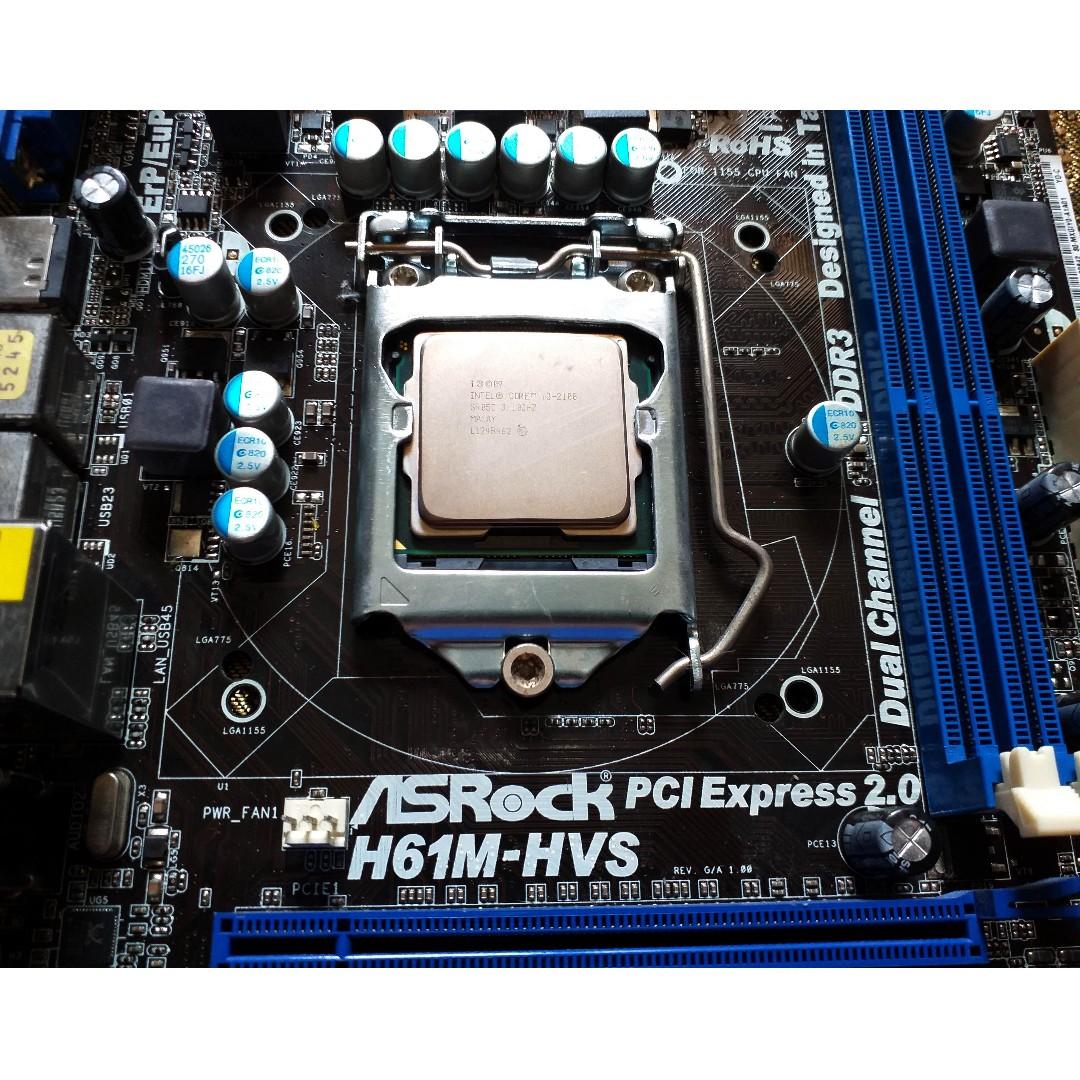 ASROCK H61M-HVS + i3-2100 含風扇, 電腦及科技產品, 印表機及影印機在旋轉拍賣
