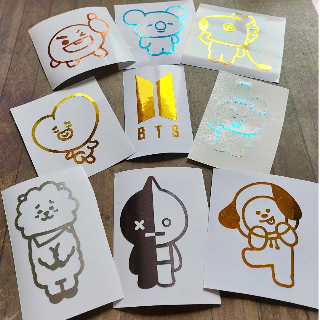 BT21 waterproof vinyl decal laptop stickers car windows helmets, Design ...