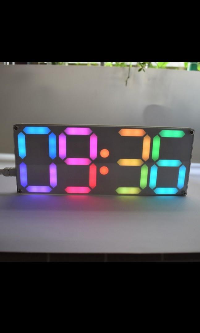 DIY Rainbow Color Digital Clock, Furniture & Home Living, Home Decor ...