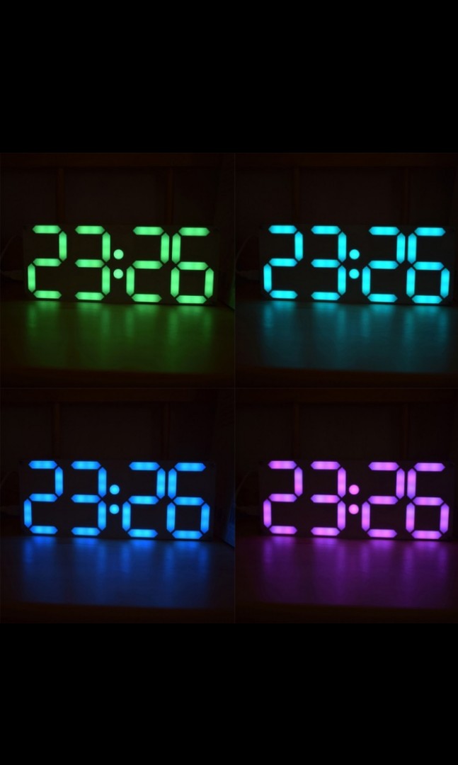 DIY Rainbow Color Digital Clock, Furniture & Home Living, Home Decor ...