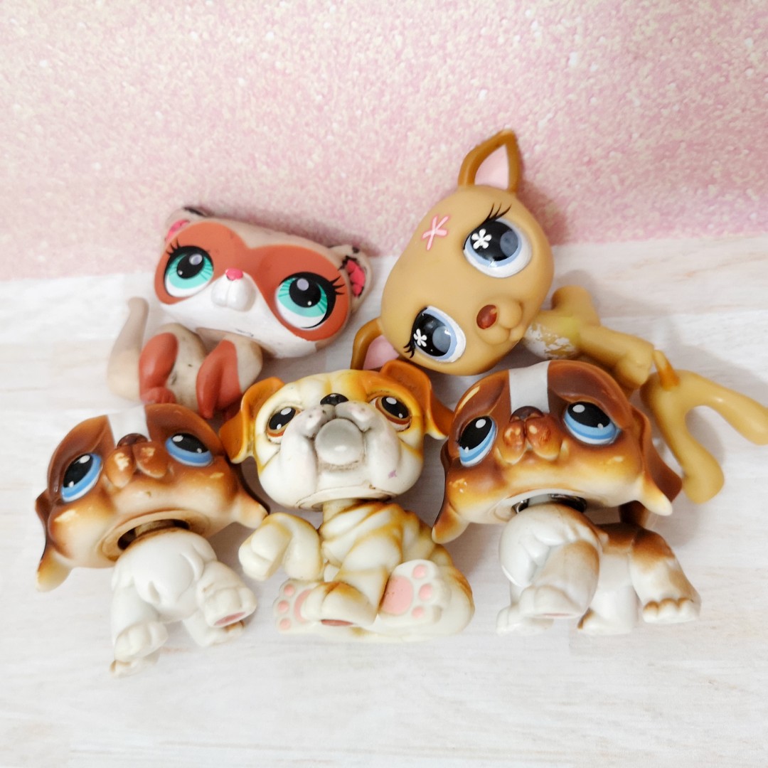 Littlest Pet Shop lps blemished dog lot (Bulldogs, st bernards, whippet ...