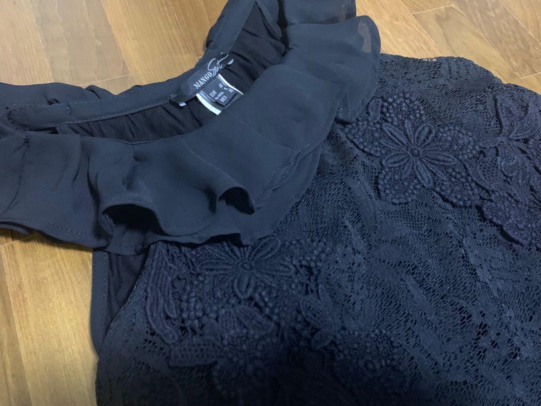 Mango black lace tunic top, Women's Fashion, Tops, Blouses on Carousell
