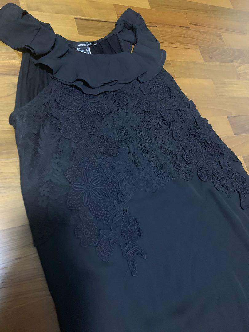 Mango black lace tunic top, Women's Fashion, Tops, Blouses on Carousell