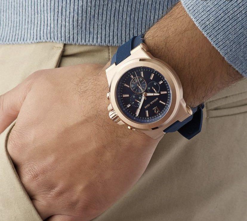 Michael Kors Dylan Chronograph Blue Dial & Blue Rubber Strap Watch ...