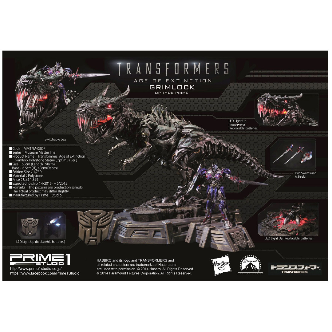 Prime 1 Studio Transformers: Age of Extinction Grimlock Statue (Optimus Prime Version) Rare ...