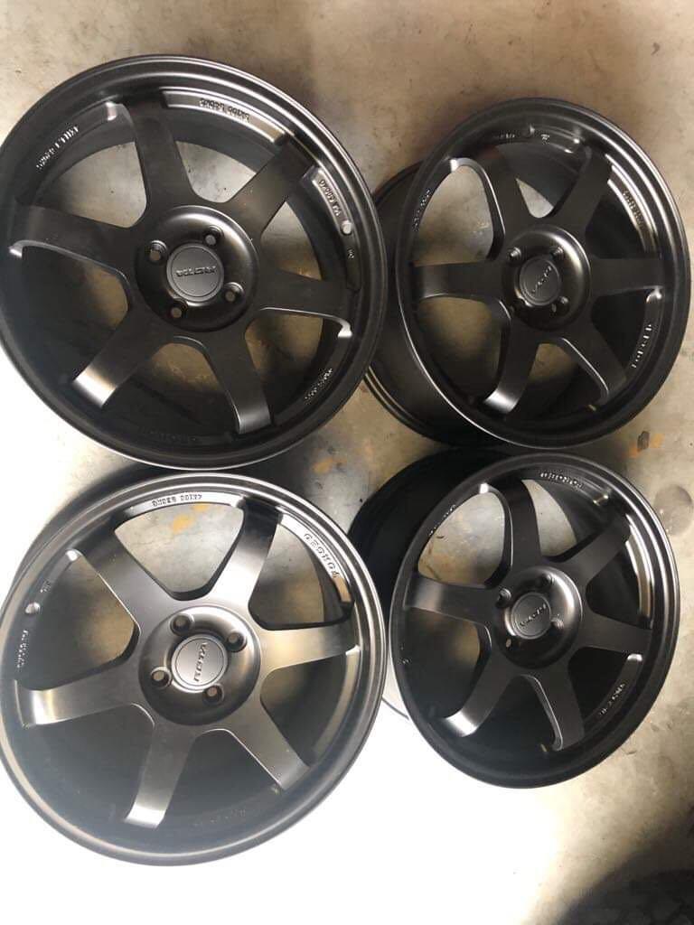 17" TE37 Black used mags 4Holes pcd 100 with rota caps, Car Parts ...