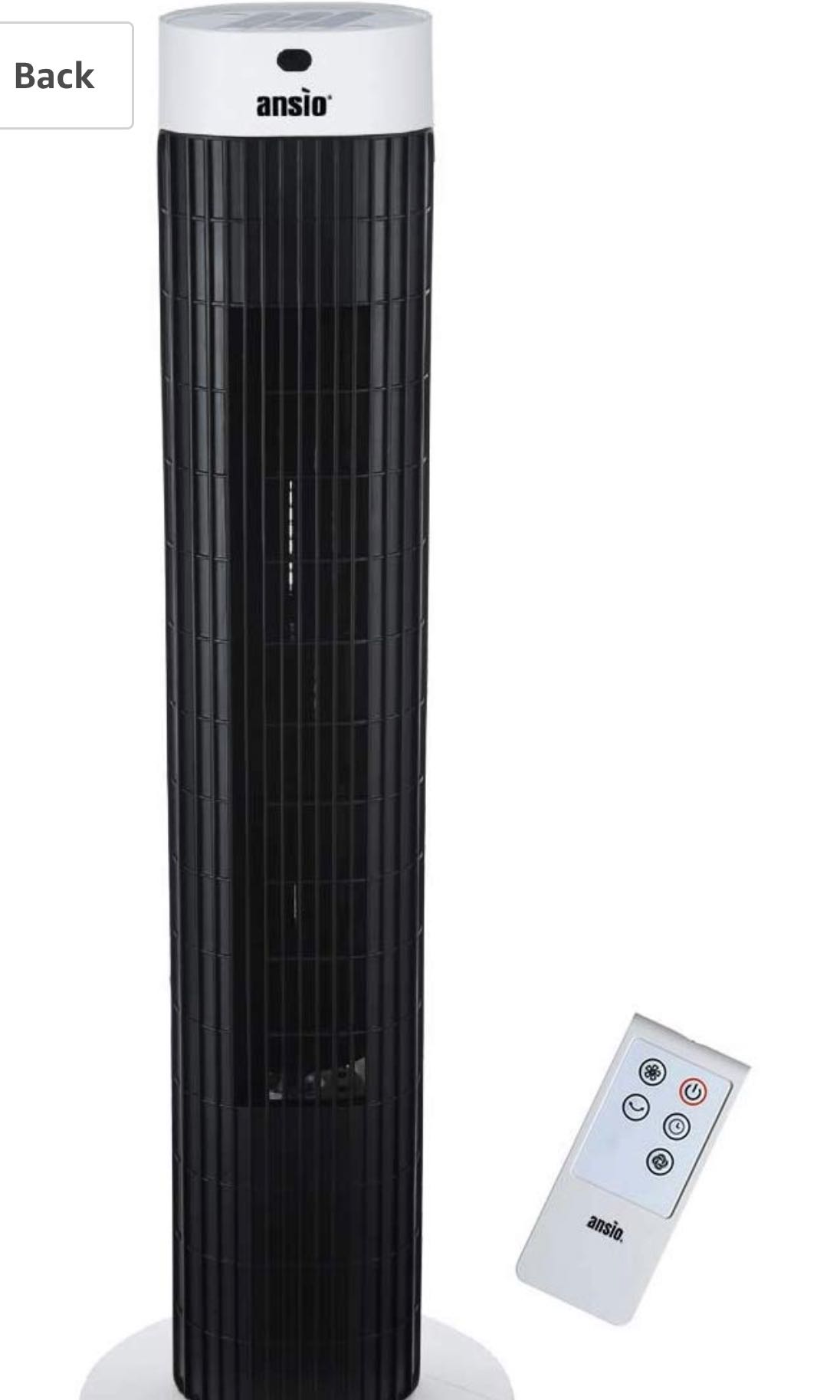 ANSIO Tower Fan 30-inch with Remote For Home and Office, 7.5 Hour Timer ...
